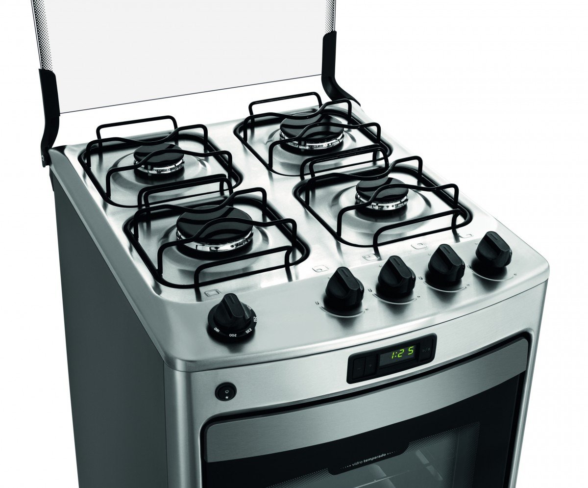 Fogão 4 Bocas Consul Chama Rápida, Inox