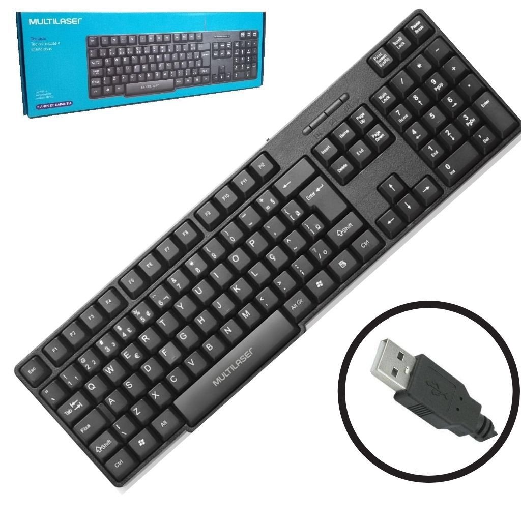 Teclado Slim Basico Preto Usb Multilaser TC213 - Colombo