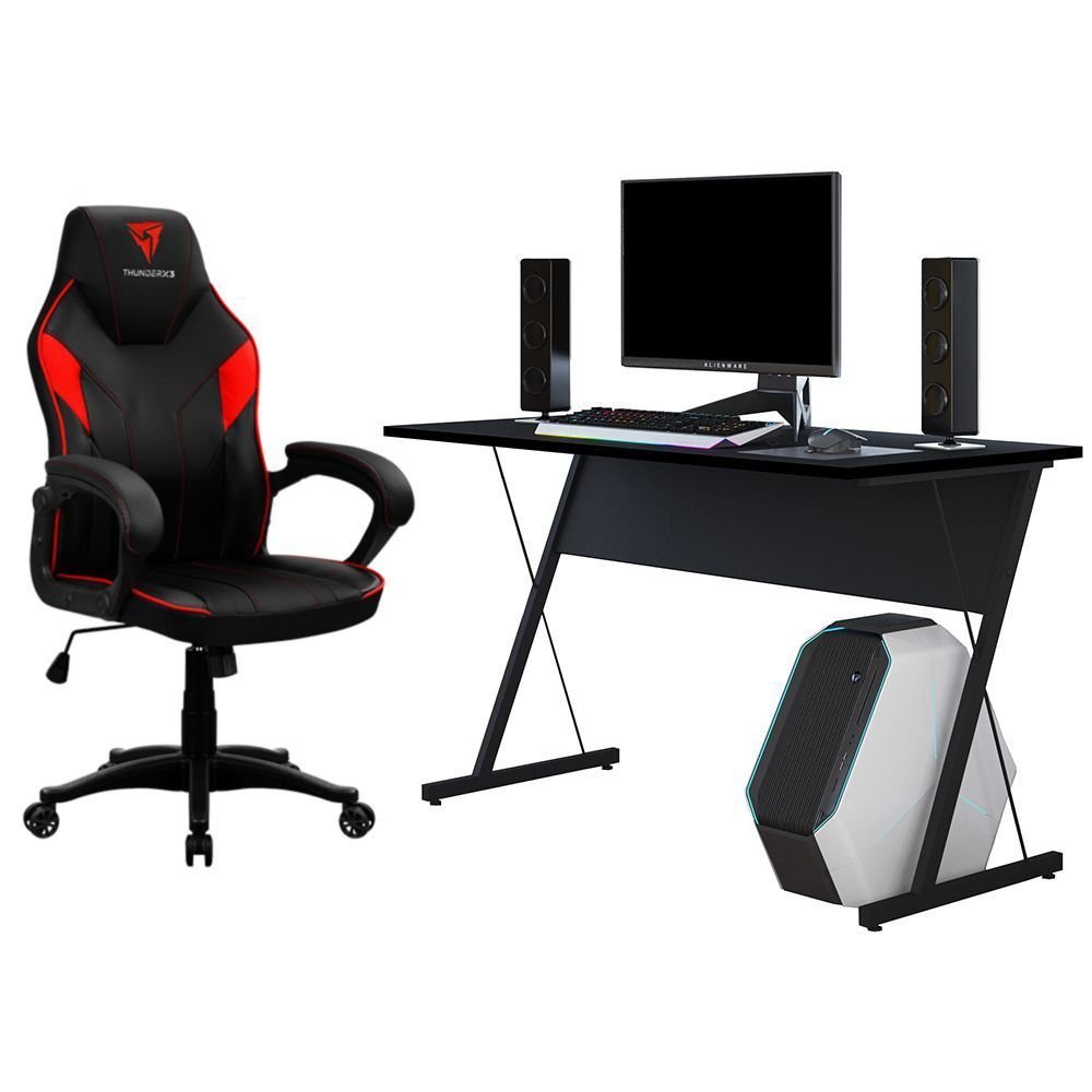 Kit Mesa Para Pc Gamer Kombat Preto Com Cadeira Gamer Ec Thunderx