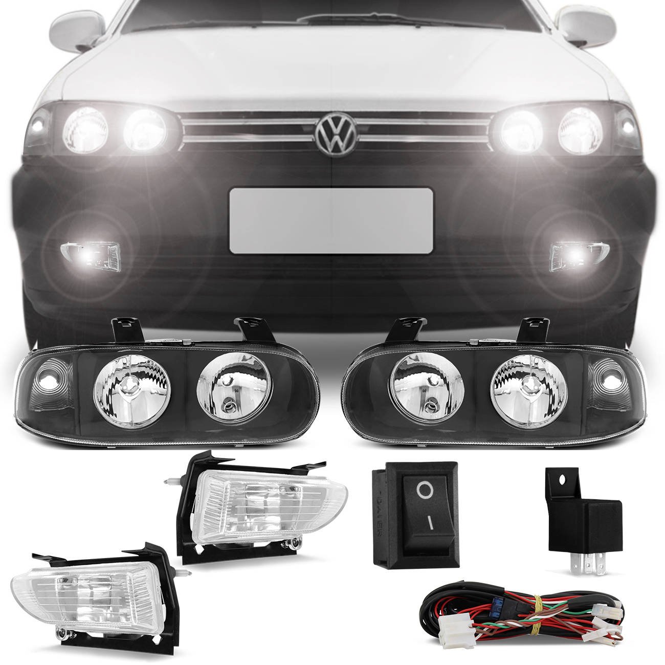 Par Farol Gol Parati G2 Bola 96 a 99 Saveiro 98 a 00 Máscara Negra Foco ...