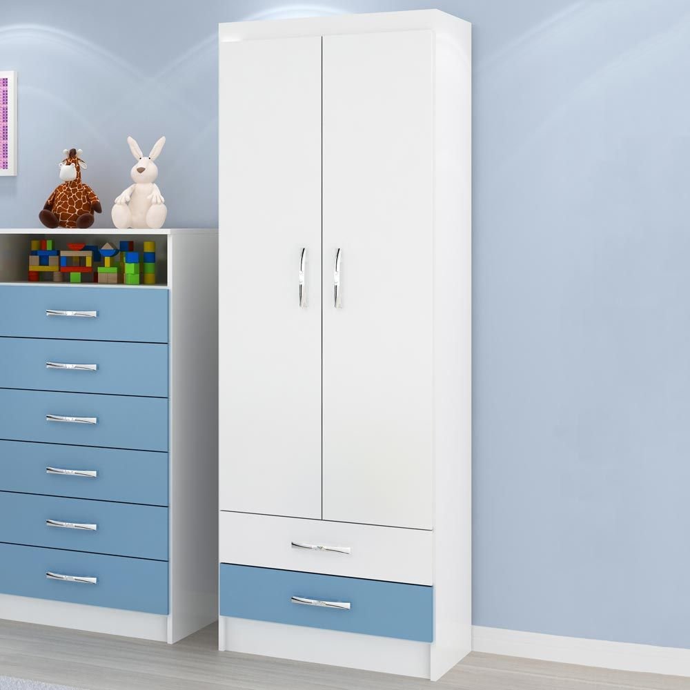 Guarda-roupa Solteiro 2 Portas If22az Azul/branco - Evidência Móveis