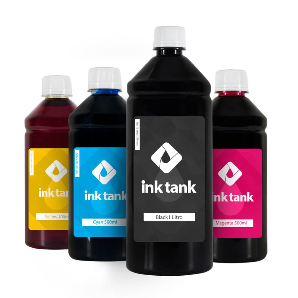 Compatível: Kit 4 Tintas Epson T544 Black Pigmentada 1 litro e CMY ...