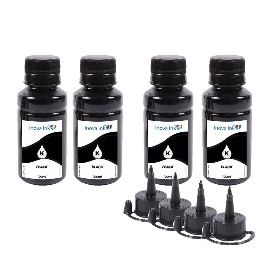 kit 4 Tintas Black Pigmentada para Epson L395 400ml Inova Ink