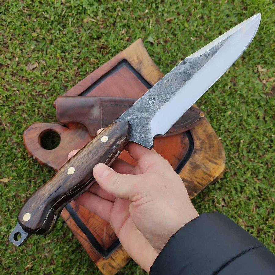 Faca Tática Forjada Artesanal Sobrevivência 8" em Aço carbono 5160 Full ...