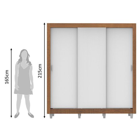 Guarda Roupa Casal Madesa Mônaco 3 Portas de Correr com Pés