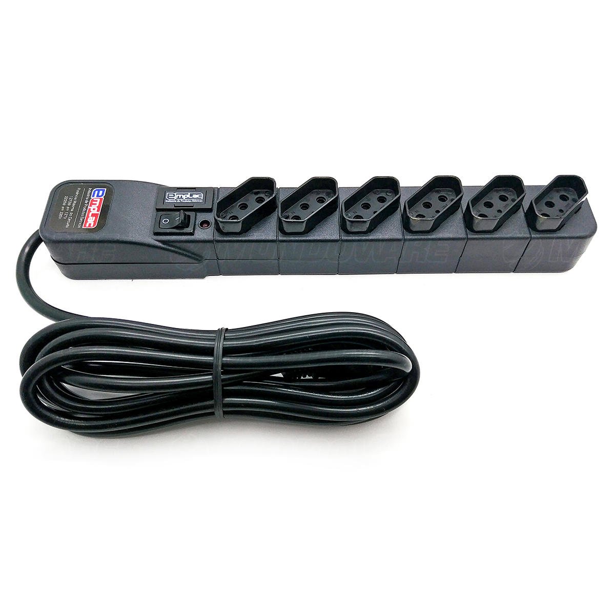 Régua de Energia Bivolt 6 Tomadas 10A com Cabo de 3 Metros Certificado Filtro de Linha Emplac ...
