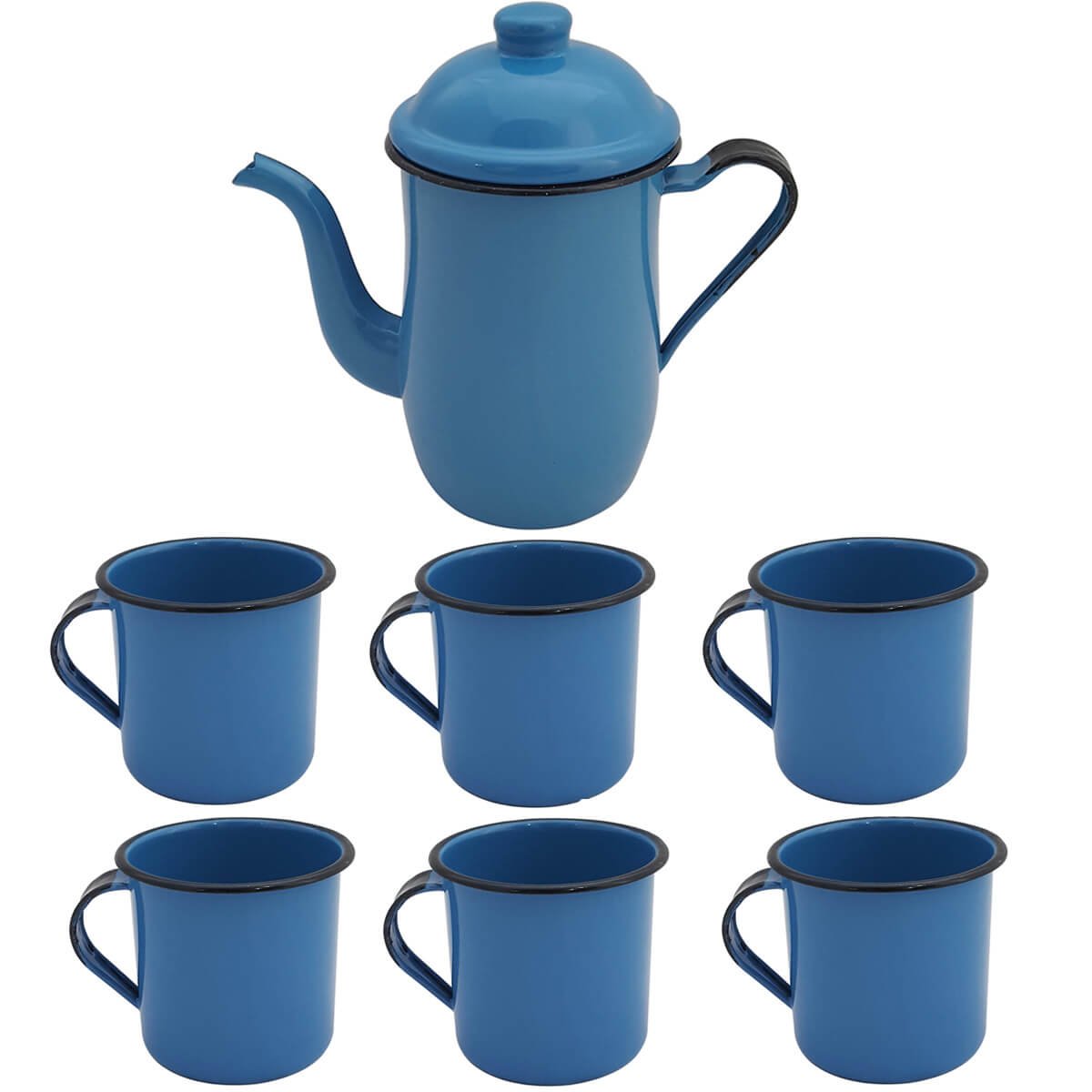 Bule Café Esmaltado 1,25 Litros E 6 Xícaras 400ml Tradicional Azul