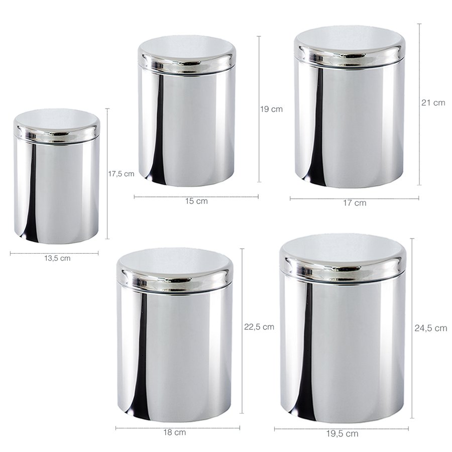 Conjunto Potes Inox Para Mantimentos c Tampa 5 Peças Cozinha