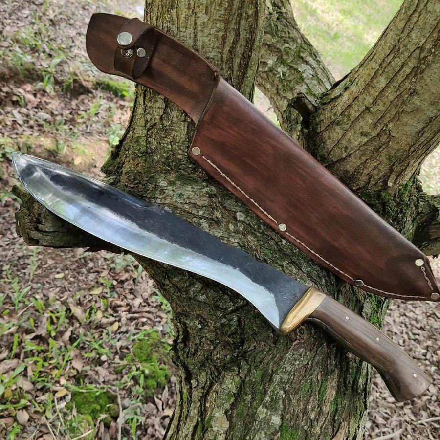 Faca Kukri Artesanal Full Tang 5mm Aço Carbono 5160 12 Polegadas Monobloco