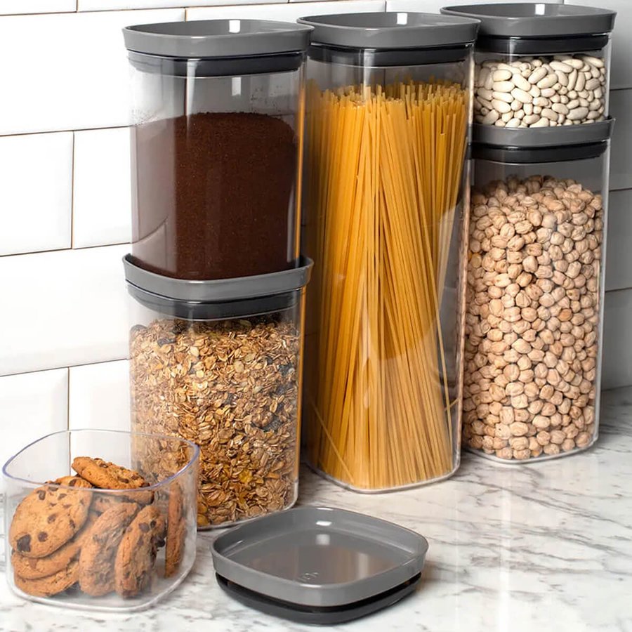 Kit Potes Herméticos 0,45L 1L e 1,5L Com Tampa Para Alimentos Chumbo