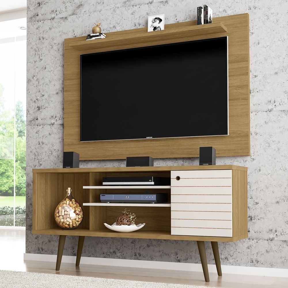 Rack Com Painel Para Tv Até 50 Polegadas Safira Cinamomo/off-white ...