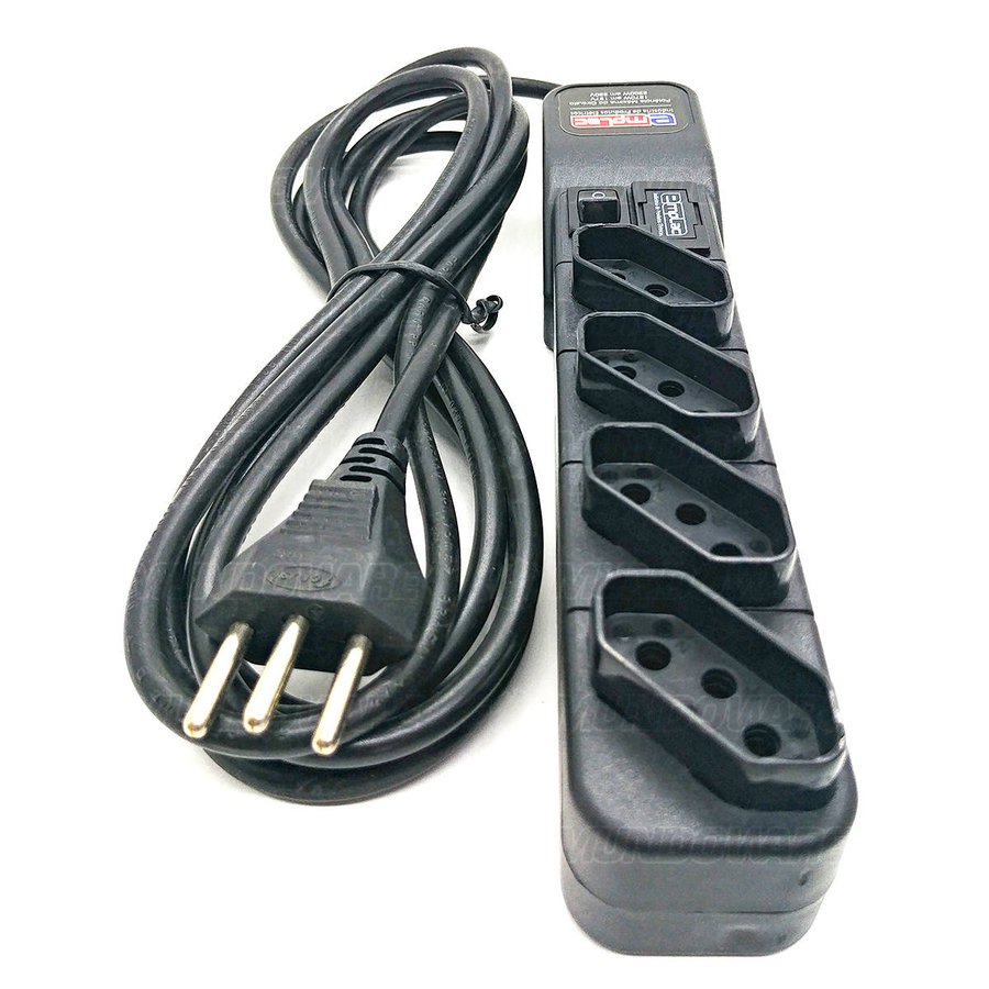 Filtro de Linha 4 Tomadas Bivolt 10A Cabo 3 Metros Certificado Emplac Régua Super Premium 50174 ...