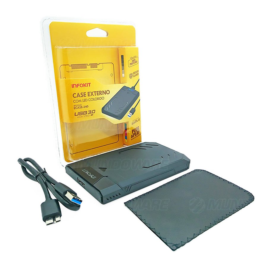Case para HD Externo USB 3.0 Fast 5Gbps para HDD SSD SATA II 2.5" 3TB ...