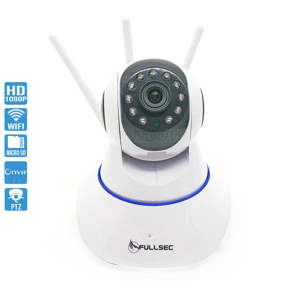 Câmera IP WIFI Babá Eletrônica 2MP 1080p Full HD 3 Antenas PTZ ...