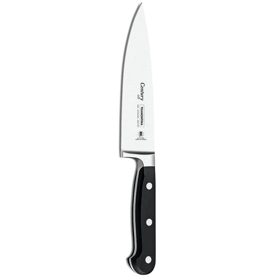Faca Chef Carne Inox Profissional Century 8" Preto Tramontina