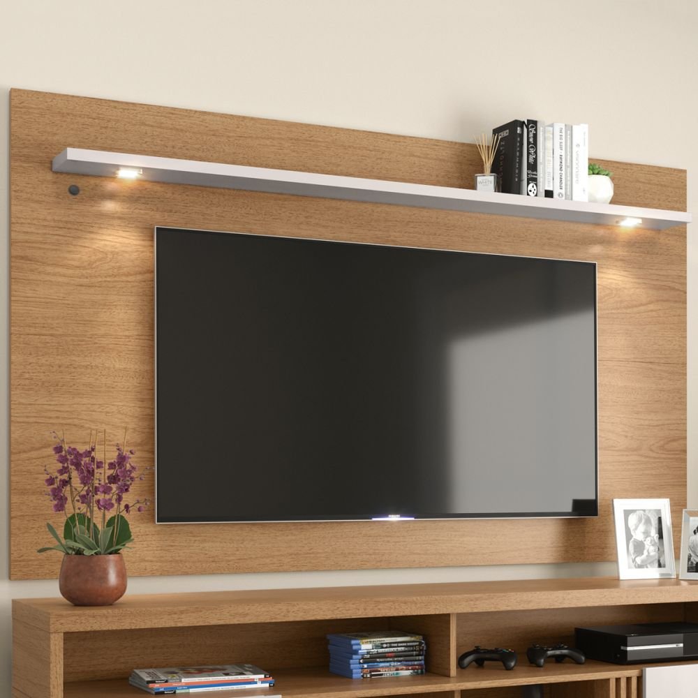 Painel Para Tv Até 70 Polegadas Itapua Natura Real/off White - Colibri Móveis