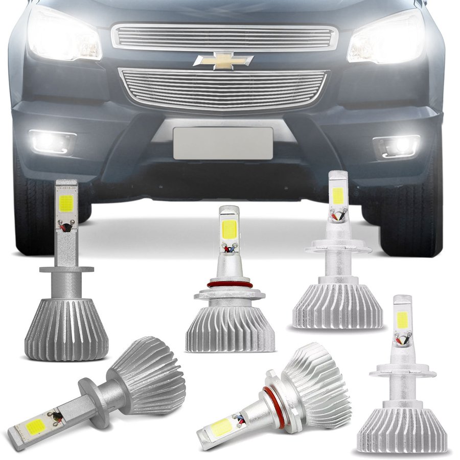Kit Lâmpadas Super LED Headlight S10 12 A 14 Farol Baixo H7 Alto H1 e ...