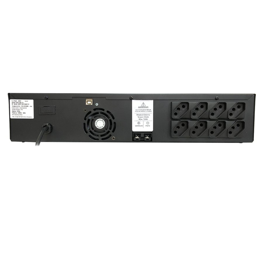 Nobreak Rack 19" 2U 1200VA Display Digital 8 Tomadas Conector de ...