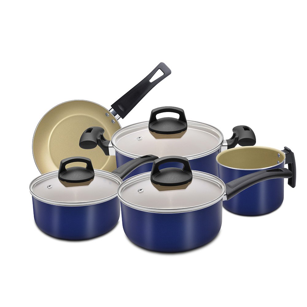 Jogo de Panelas 5 Peças Antiaderente Azul Premium - Panelux - Colombo