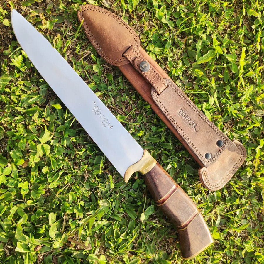 Faca Premium Gaúcha Artesanal Picanheira Madeira Nobre 9' Churrasco Aço ...