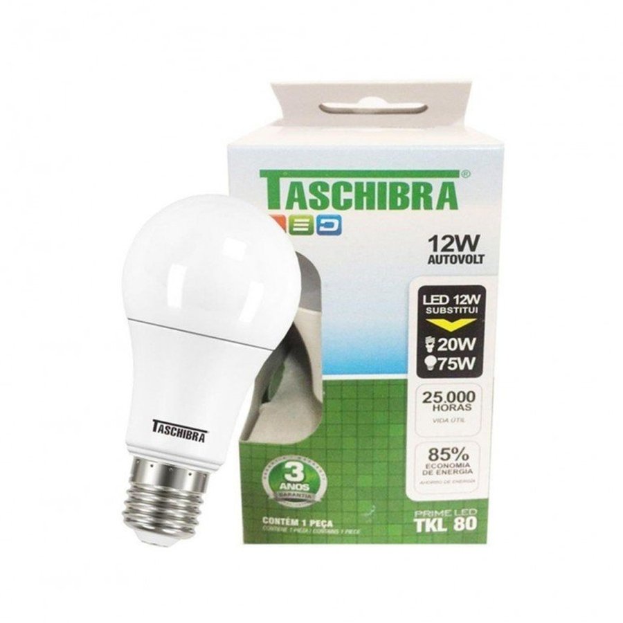 Lâmpada Led Taschibra TKL 80 12W Bivolt E27 6500K Luz Branca