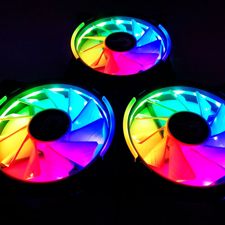 Kit Fan Gamer Rise Mode Wave RGB Energy 3 Fans W1-RGB S-LED