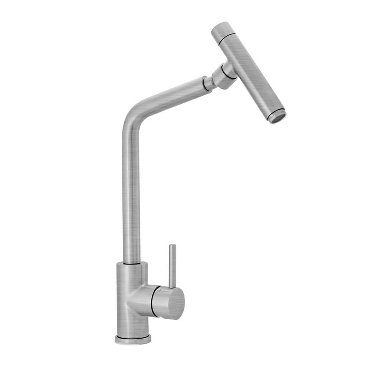 Torneira Monocomando De Cozinha Inox Bica Alta Móvel Agua Quente e Fria