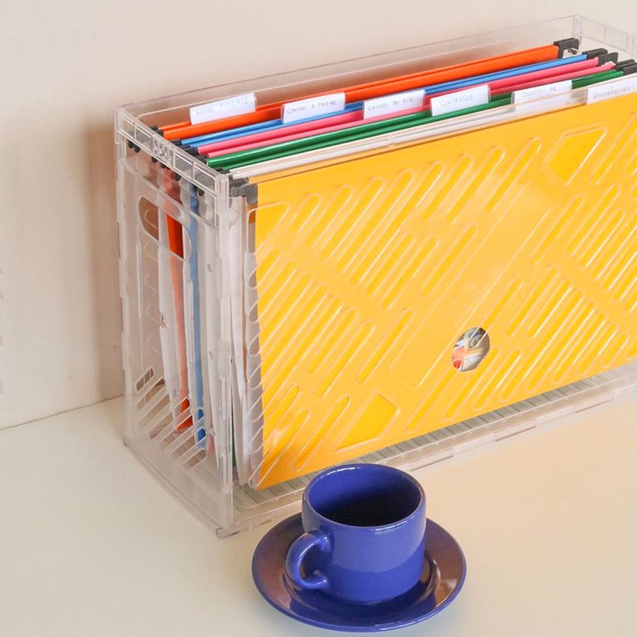 Organizador De Pastas Suspensas Dellocolor Caixa Arquivo Com 6 Pastas ...