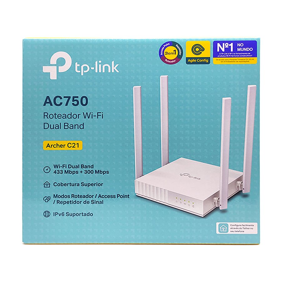 Roteador TP-Link Archer C21 AC750, Wireless Wi-Fi 5, Dual Band, 4 Antenas