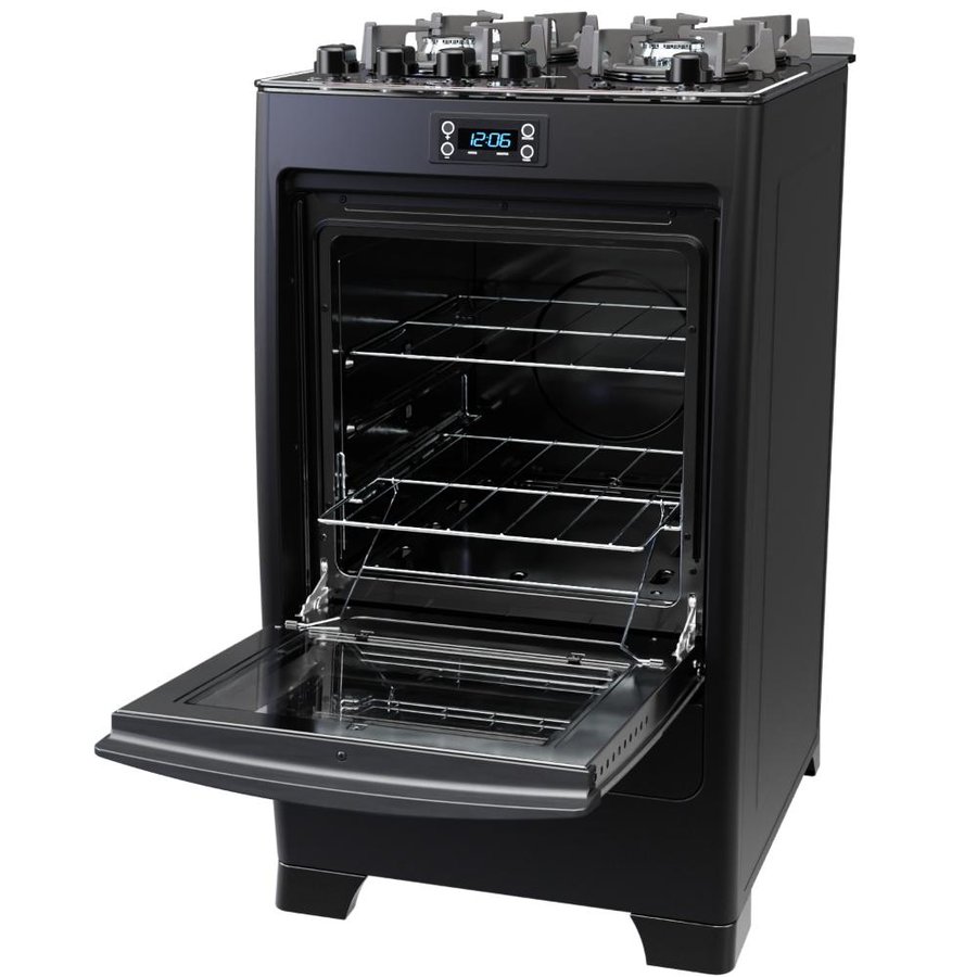 Fogão 4 Bocas Preto com Mesa de Vidro e Timer Digital Dako Supreme Black Glass Bivolt