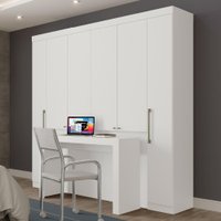 Guarda Roupa Infantil 6 Portas 2 Gavetas Porto Branco com Escrivaninha ...