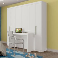 Guarda Roupa Infantil 6 Portas 2 Gavetas Porto Branco com Escrivaninha ...