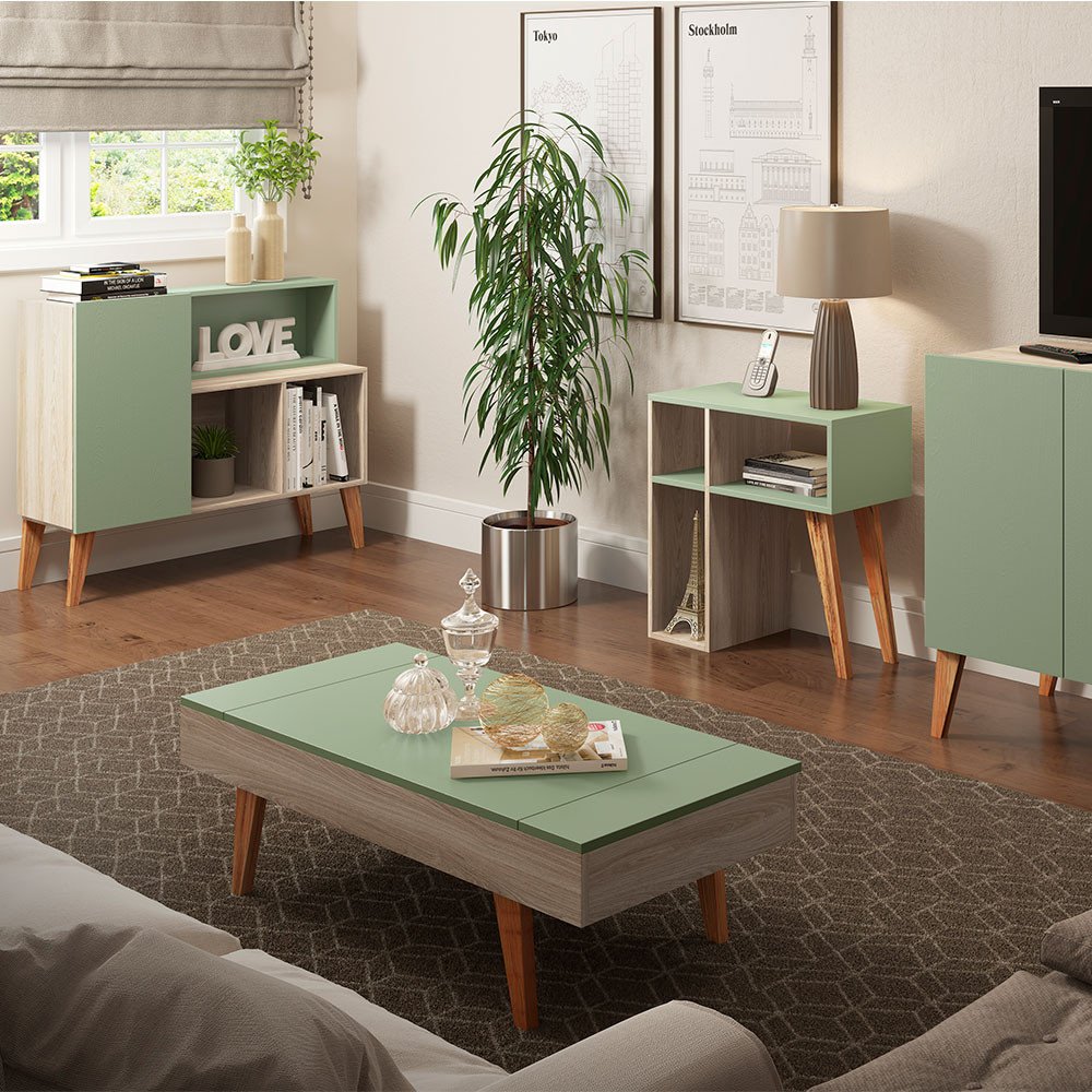 Aparador Leaves Para Sala de Estar Be Mobiliário - Aveiro com Verde