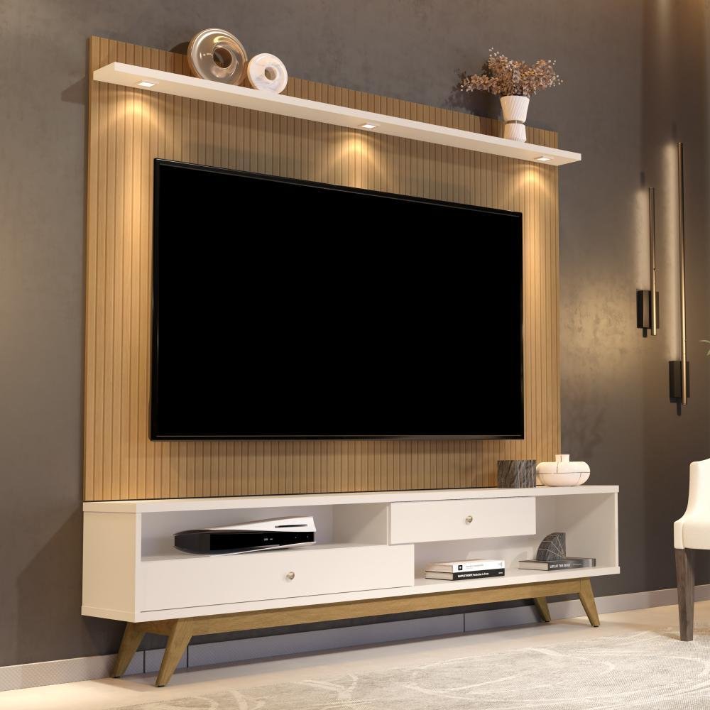 Estante Home Theater Para TV Até 75 Polegadas Com Led JB 5232 - Elmo / Pérola - Lojas RPM