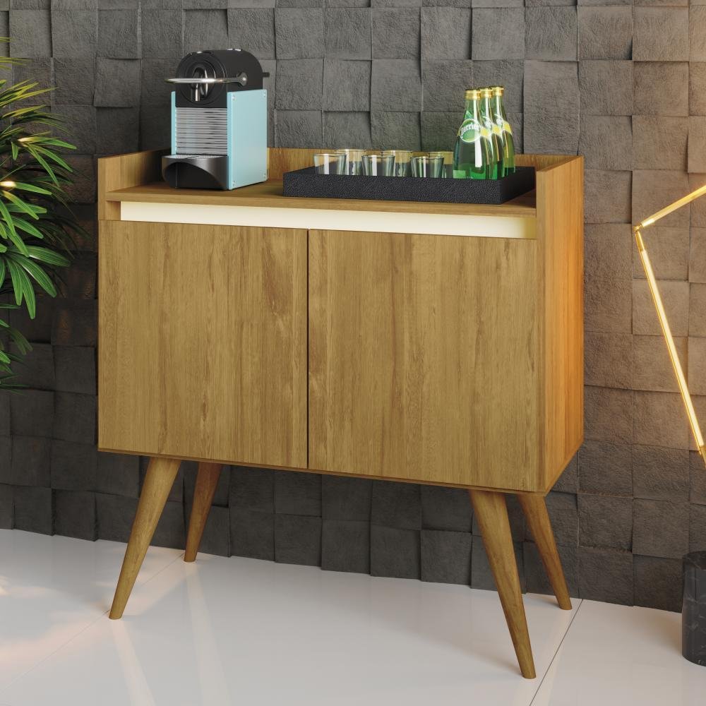 Aparador Buffet Gold 2 Portas - Mel/Pérola - Móveis Primus