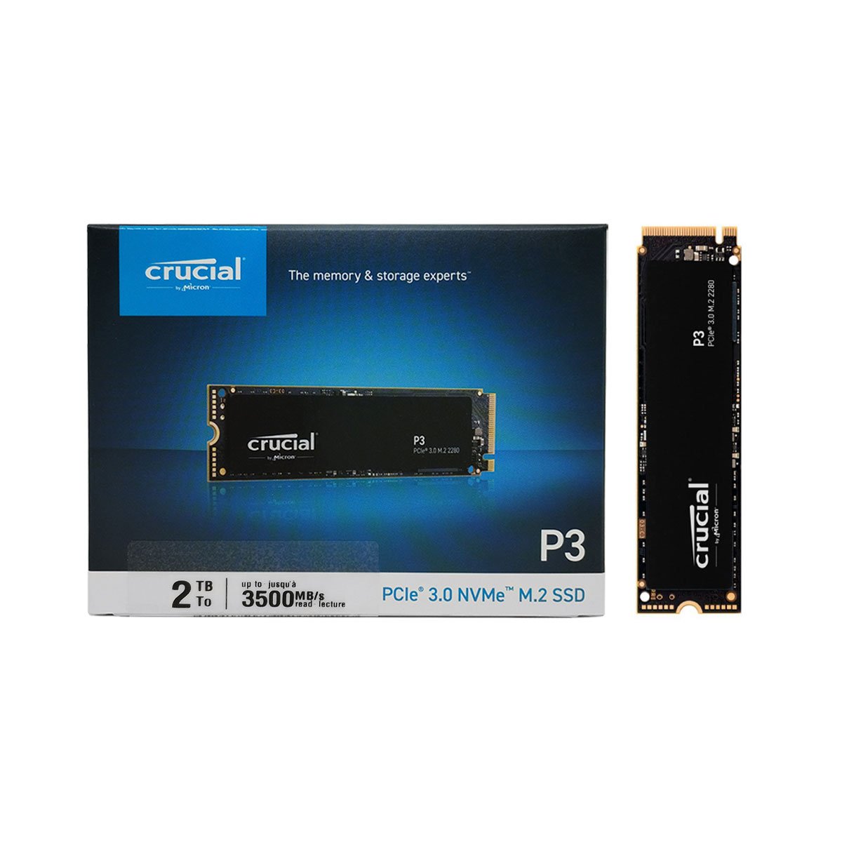 SSD 2TB Crucial P3, M.2 2280, NVMe PCIe Gen 3 x4, Leitura 3500MB/s ...