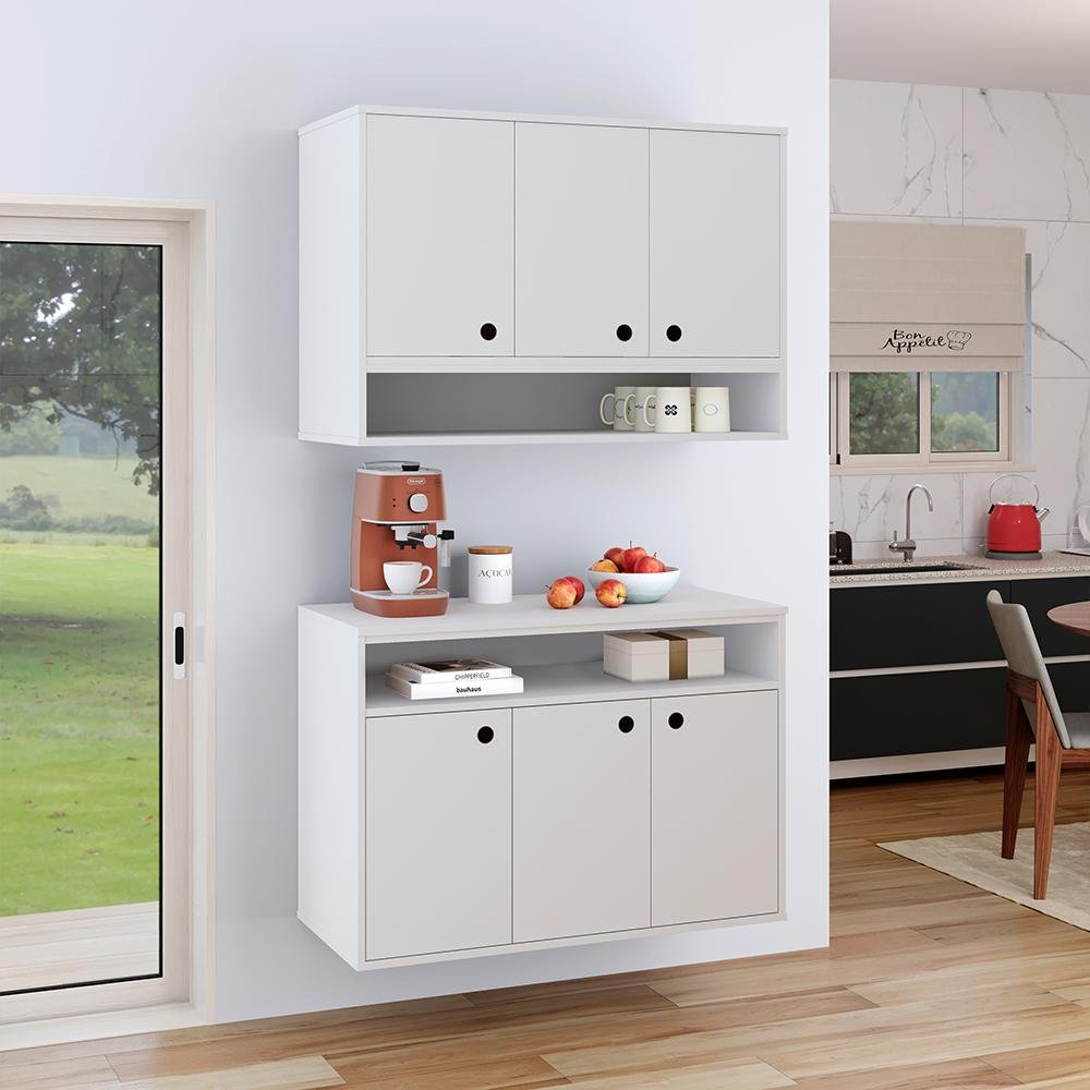 Conjunto Cozinha Completa Armário e Aparador Buffet Suspenso ...