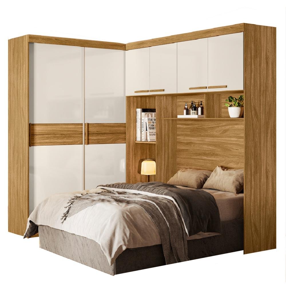Guarda Roupas Modulado com Cabeceira de Casal Florença 6 Portas 5 ...