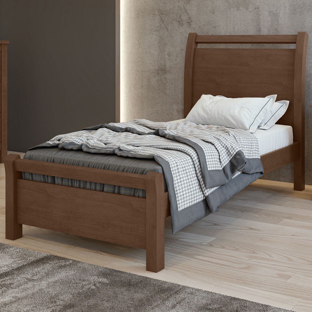 Cama De Solteiro Reali Imbuia Clean - Móveis Lopas