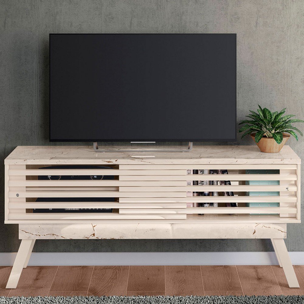 Rack Para Tv Até 65 Polegadas Frizz 2 Portas Calacata/off White - Madetec
