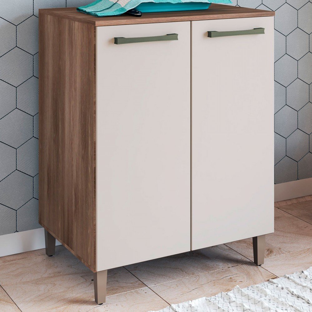 Balcão De Cozinha Poliana Pop Com Tampo Naturale/off White - Móveis Paraná