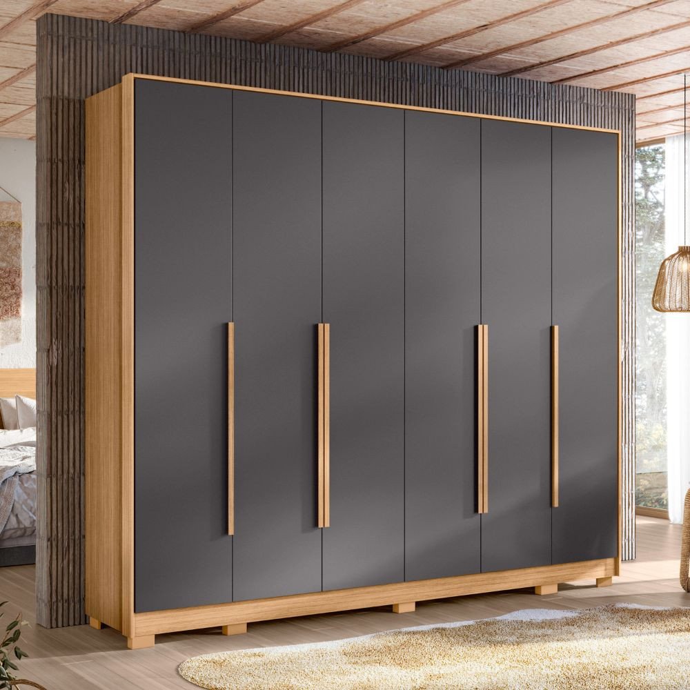 Guarda Roupa Albatroz Fascinio 6 Portas 6 Gavetas Nature/Titanium