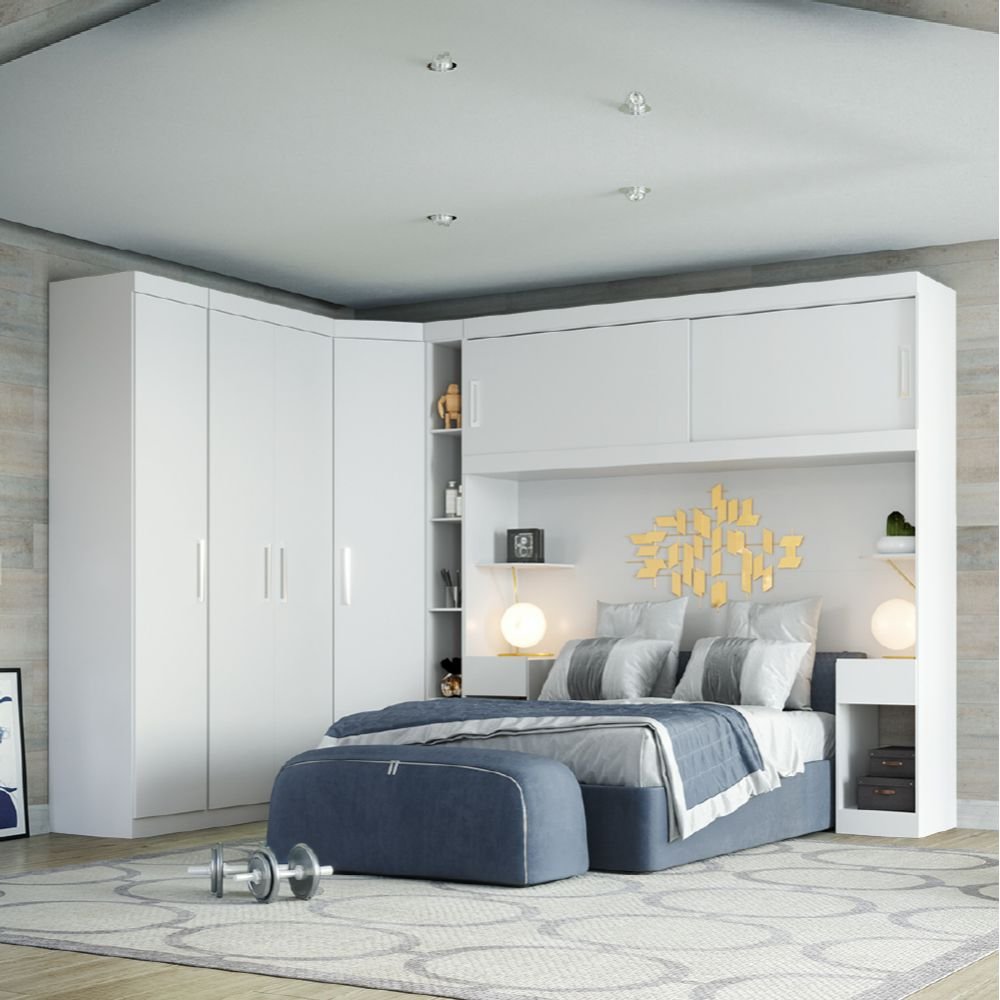 Guarda Roupas Modulado de Casal 1,38 com Cabeceira Genova Plus 6 Portas ...