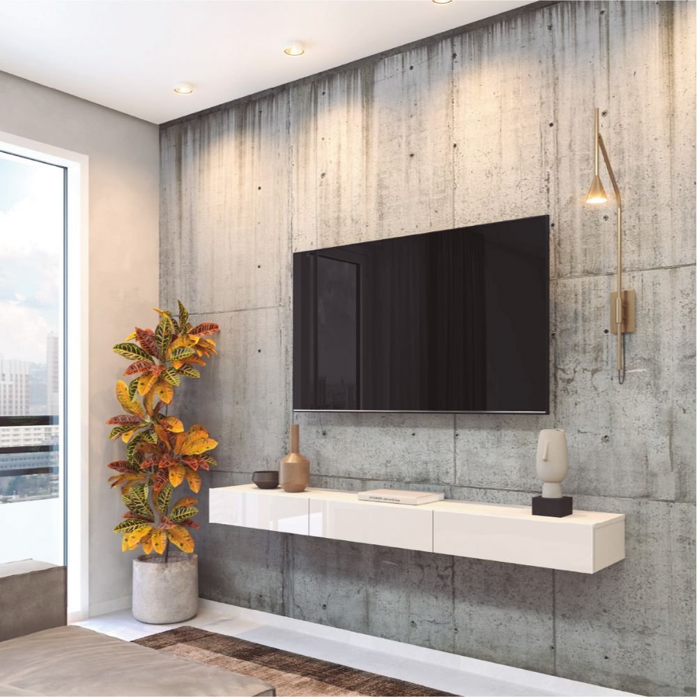 Rack Suspenso para Painel ou TV até 75 Polegadas 3 Portas 1,54m Off White EDN