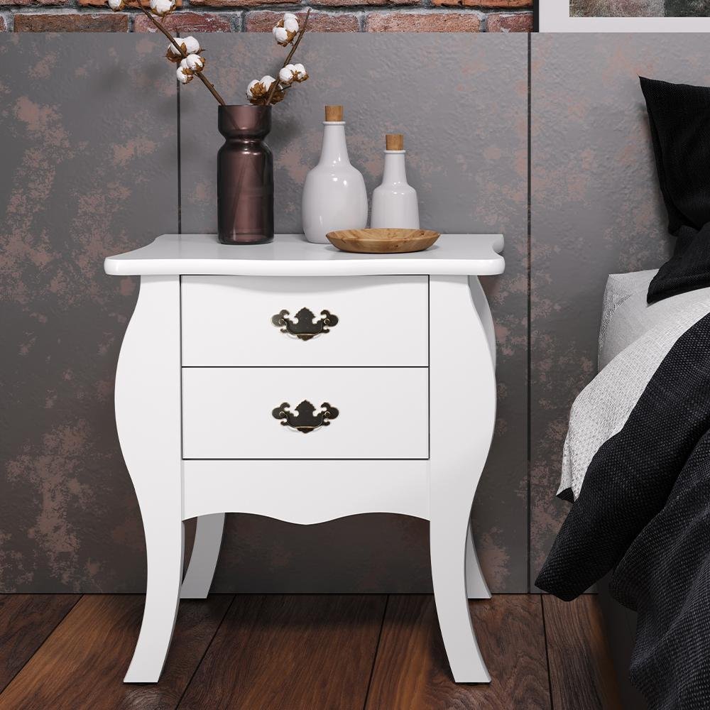 Mesa de Cabeceira Bombe Premier com 2 Gavetas - Patrimar - Branco