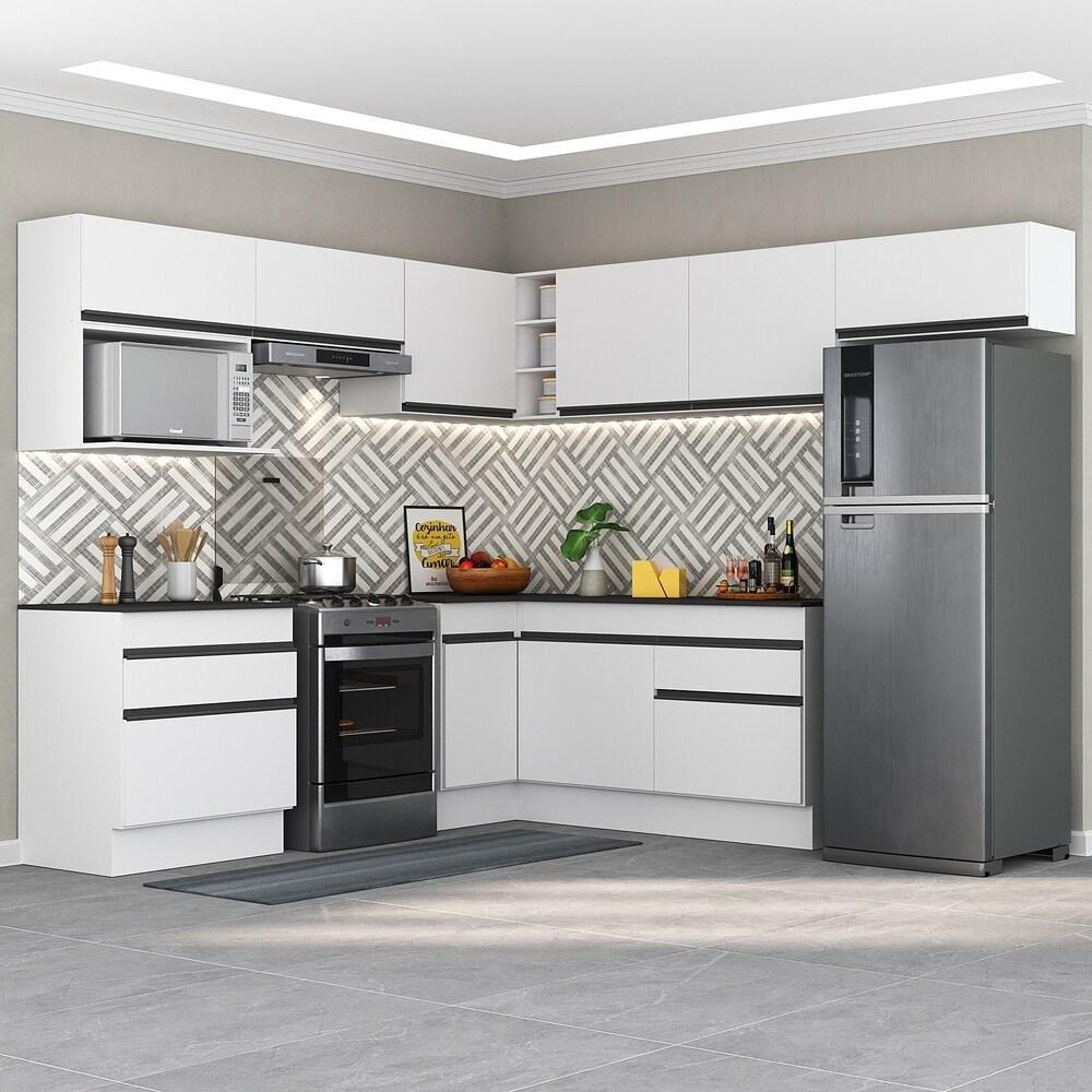 Armário de Cozinha Completa de Canto com Rodapé Veneza Multimóveis ...