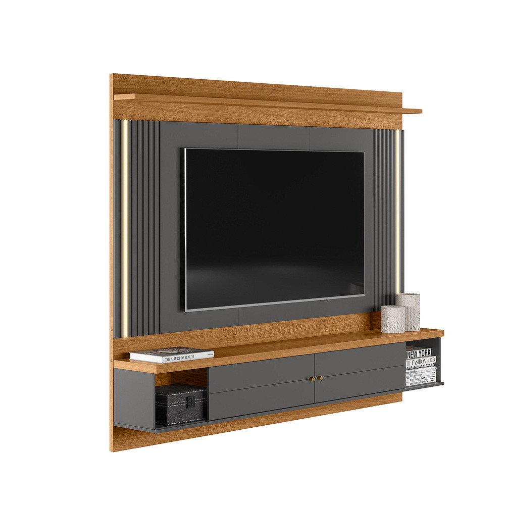 Painel Home para TV até 75 polegadas Ripado com Led Barcelona Linea Brasil