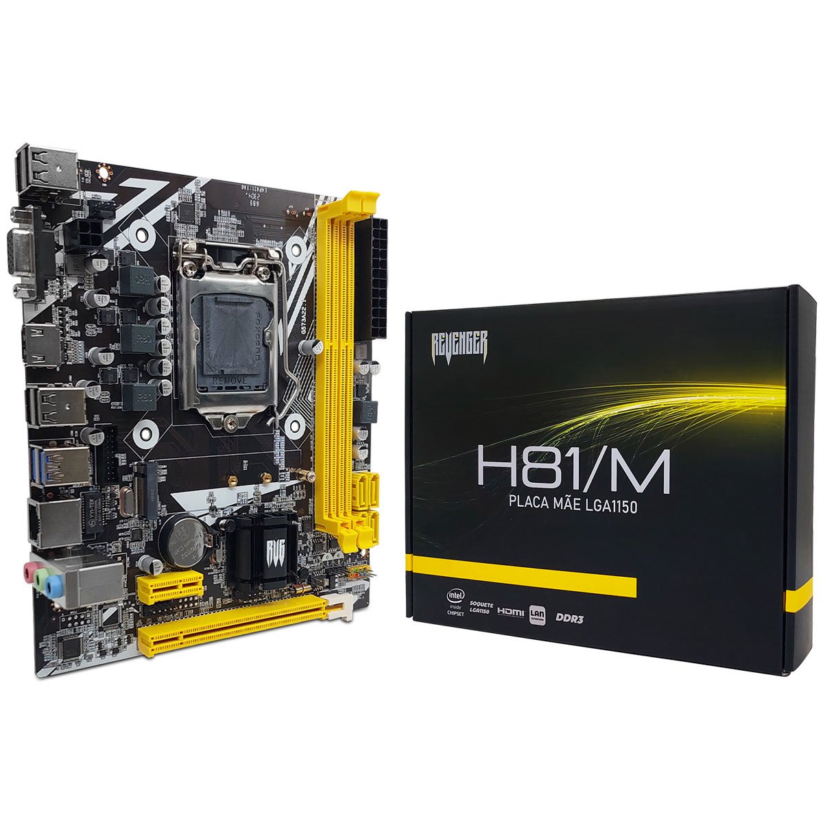 Placa Mãe KNUP Revenger G-H81/M, Intel 4ª Geração, DDR3, M.2 NVMe, Rede ...