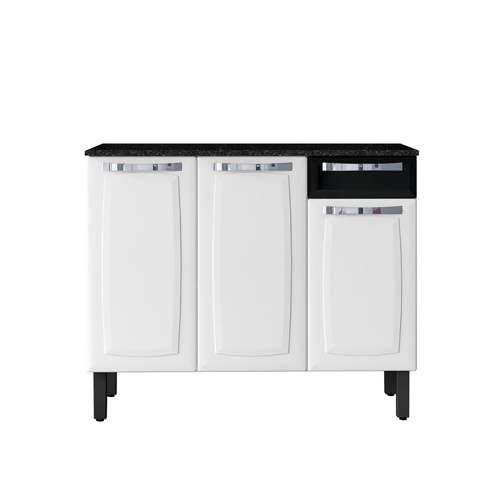 Balcão Itatiaia Rose 3 Portas 1 Gaveta Com Tampo Branco 593324