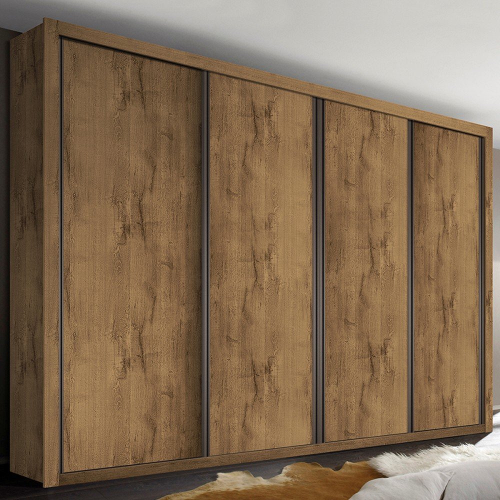 Guarda-Roupa Casal Milano 4 Portas 4 Gavetas Marrom
